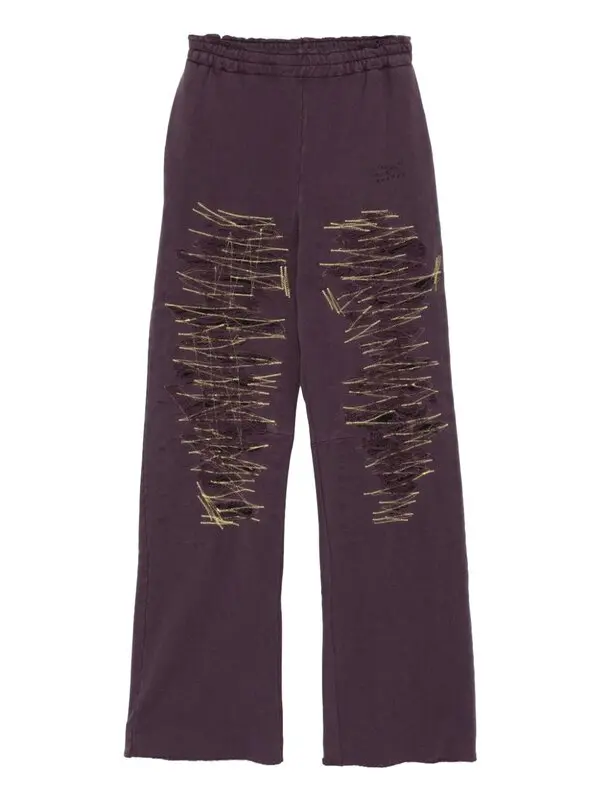 MAISON MARGIELA Distressed Wide-leg Track Pants - Black