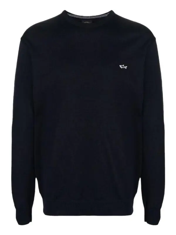 PAUL  SHARK Paul & Shark Virgin Wool Embroidered Logo Sweater - Black