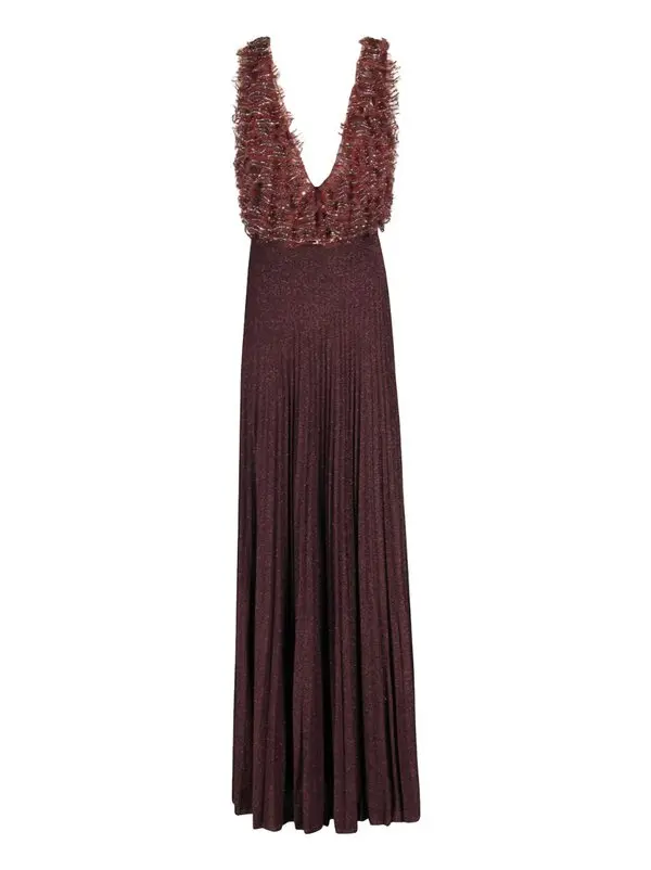 Elisabetta Franchi V-neck Tulle Carpet Dress - Red