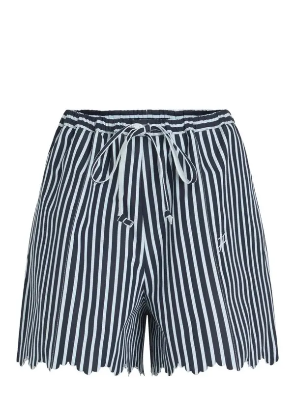 PATOU Striped Logo Embroidered Drawstring Bermuda Shorts - Blue