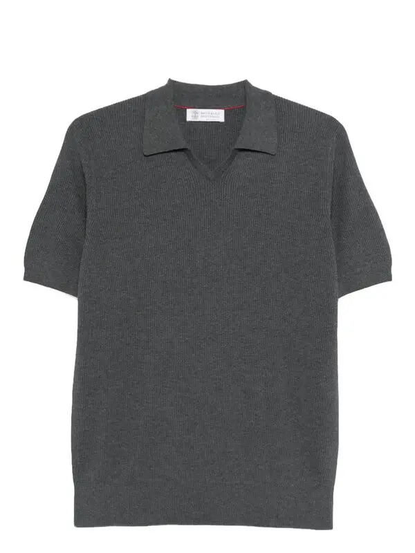 Brunello Cucinelli V-neck Knitted T-shirt - Grey