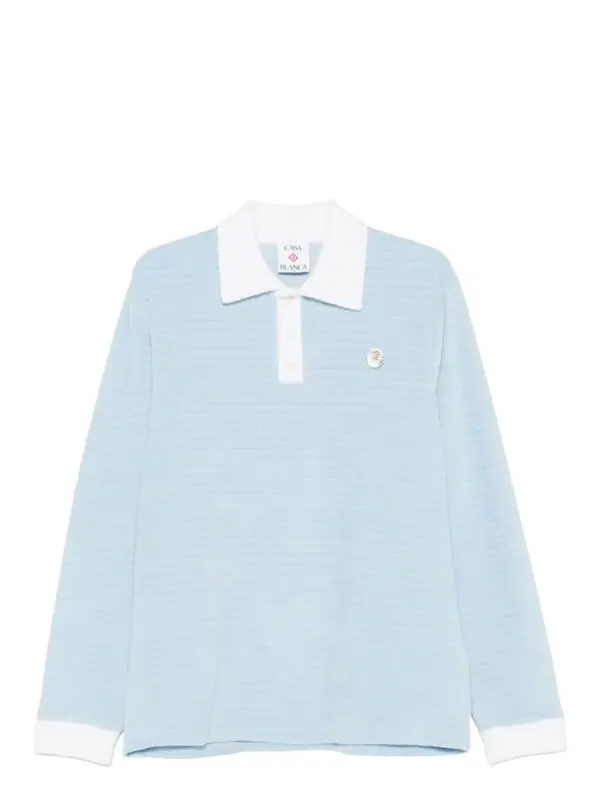 Casablanca Velour Striped Polo Shirt - Light Blue