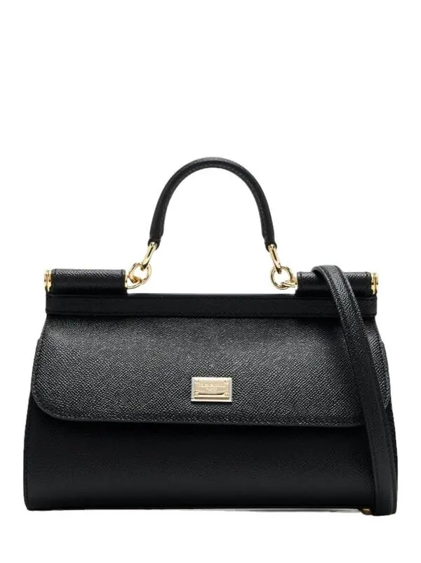 Dolce & Gabbana Sicily Handbag With Logo Plaque - Black