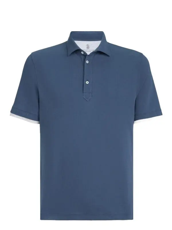 Brunello Cucinelli Short-sleeved Polo Shirt - Blue