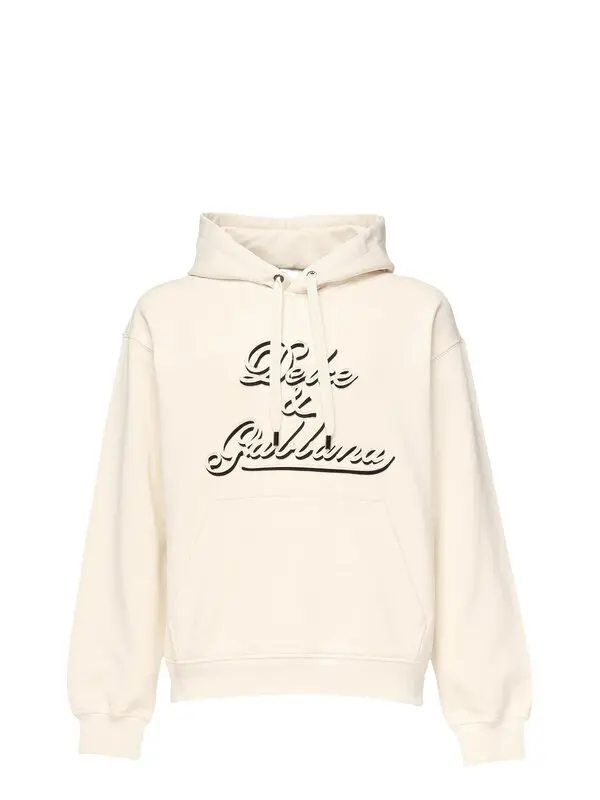 Dolce & Gabbana Logo Appliqué Hooded Sweatshirt - White