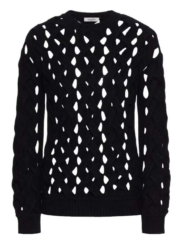 Valentino Garavani Cut-out Detail Knit Jumper - Black