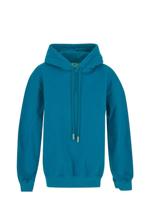 Off-White Diagonal Stripe Drawstring Hoodie - Blue