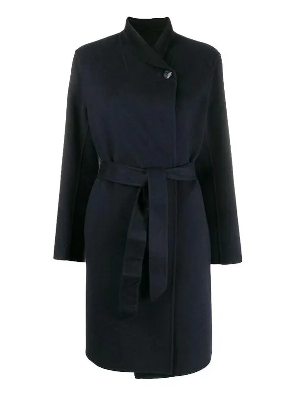 Emporio Armani Belted Long Sleeve Coat - Black