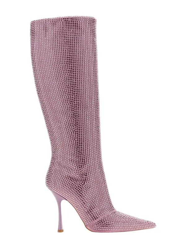 Liu Jo Embellished Pointed Toe Knee High Boots - Pink