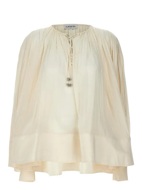 LANVIN Pleated Drop-shoulder Kaftan - Nude