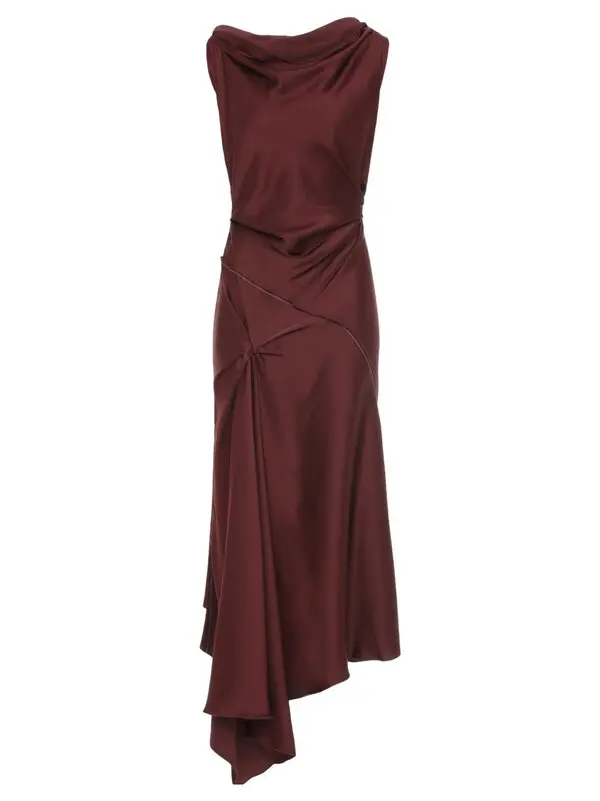 Victoria Beckham Asymmetrical Midi Dress - Red