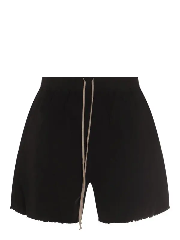 Rick Owens Drawstring Shorts With Frayed Hem - Black