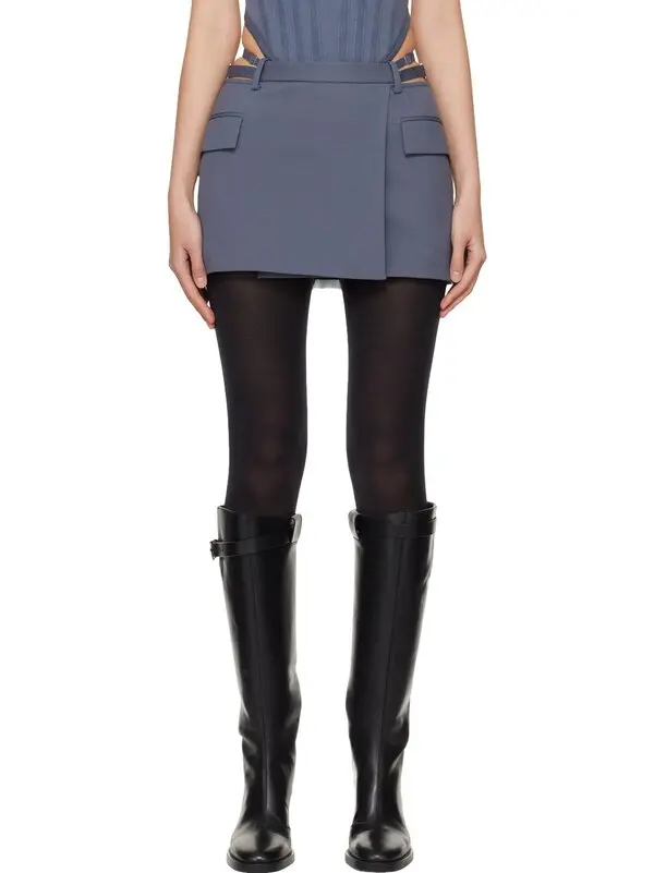 DION LEE Laminated Cutout Wrap Miniskirt - Blue