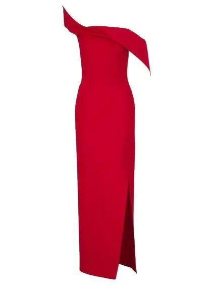 Roland Mouret Off-shoulder Asymmetric Maxi Dress - Red