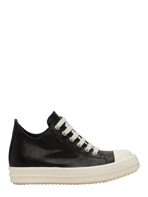 Rick Owens Leather Sneakers - Black/off-white/off-white