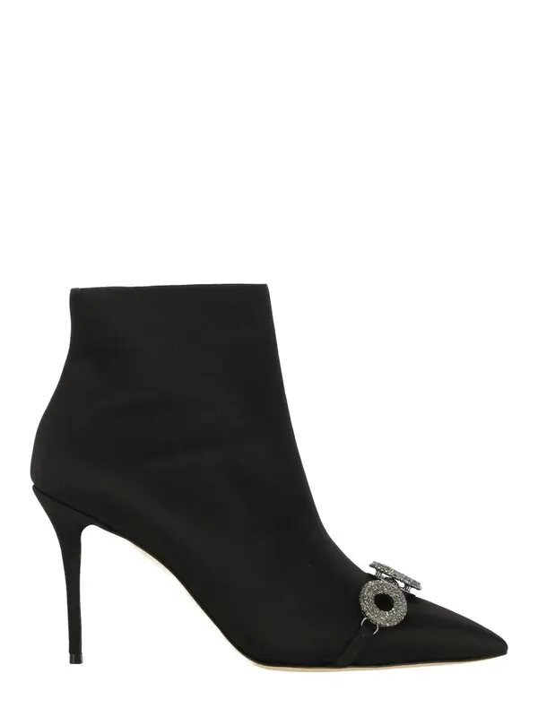 Manolo Blahnik Pointed Toe Stiletto Ankle Boots With Side Zippers - Black