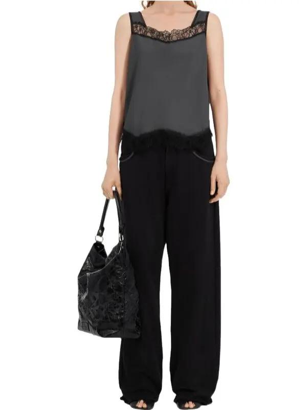 MAISON MARGIELA Mirrored Lace Slip Top - Anthracite Color