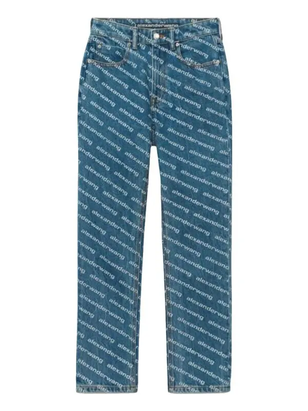 Alexander Wang High-rise Logo-print Straight-leg Jeans - Blue