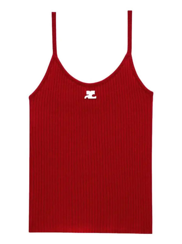 COURREGES Courrèges Ribbed Knit Ac Logo Camisole - Red