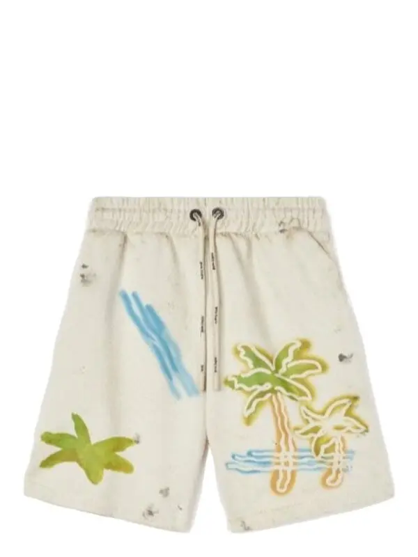 Palm Angels Palm Neon Drawstring Sweatshorts - White