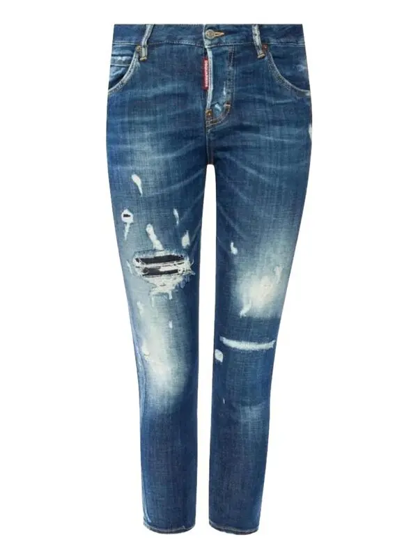 Dsquared2 Distressed Logo Detail Jeans - Blue