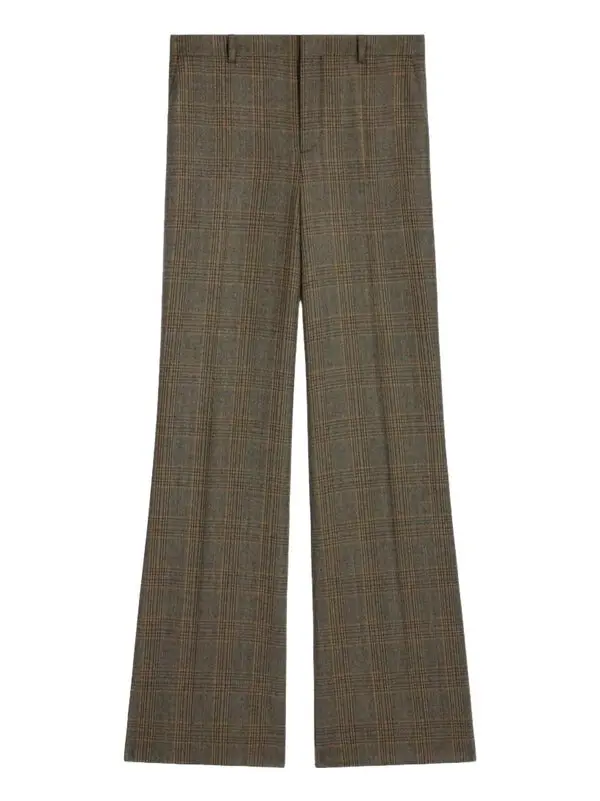 Celine Prince Of Wales Wool Trousers - Camel/ebony/rust