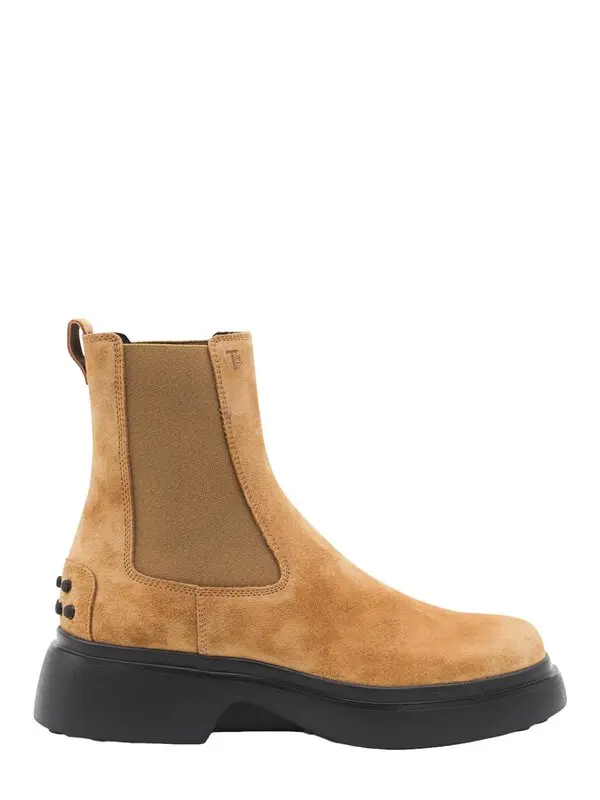 TOD'S Round Toe Chelsea Boots With Elastic Detailing - Black