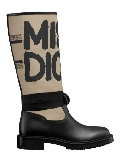 Dior D-major' Round Toe Boots - Warm Taupe/black