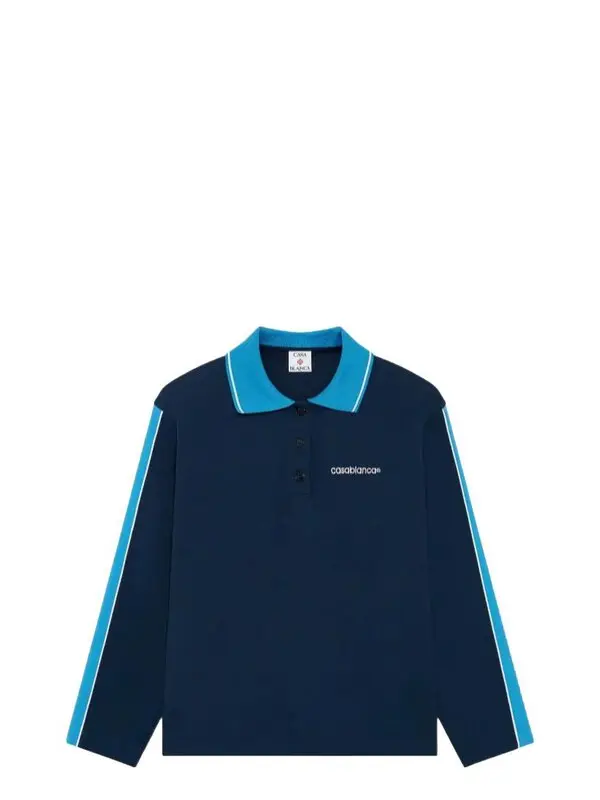 Casablanca Long Sleeve Collared Sweatshirt - Navy