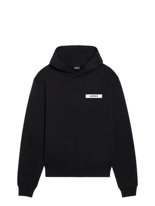 Jacquemus Logo-appliqué Jersey Hoodie - Black