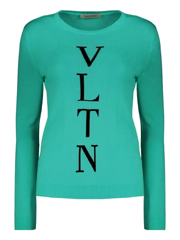Valentino Garavani Logo Crewneck Knitted Sweater - Green