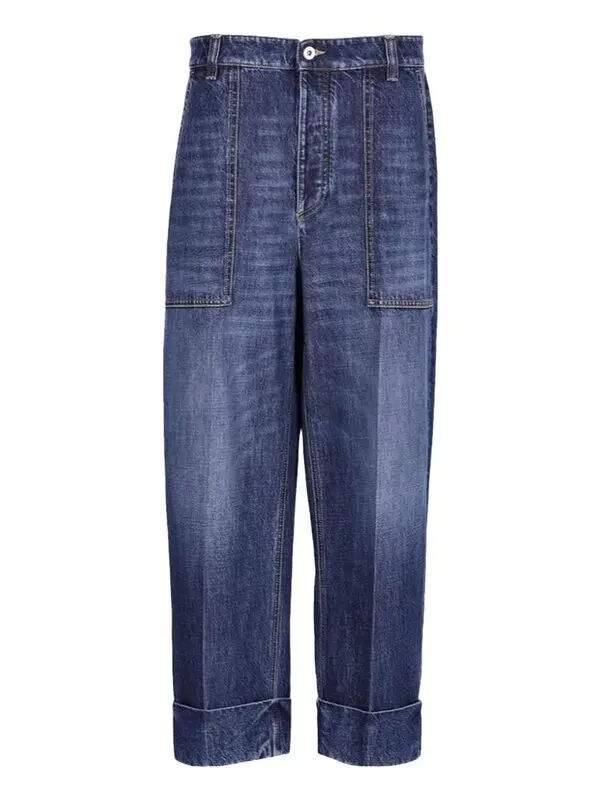 Bottega Veneta Logo Patch Wide-leg Jeans - Blue