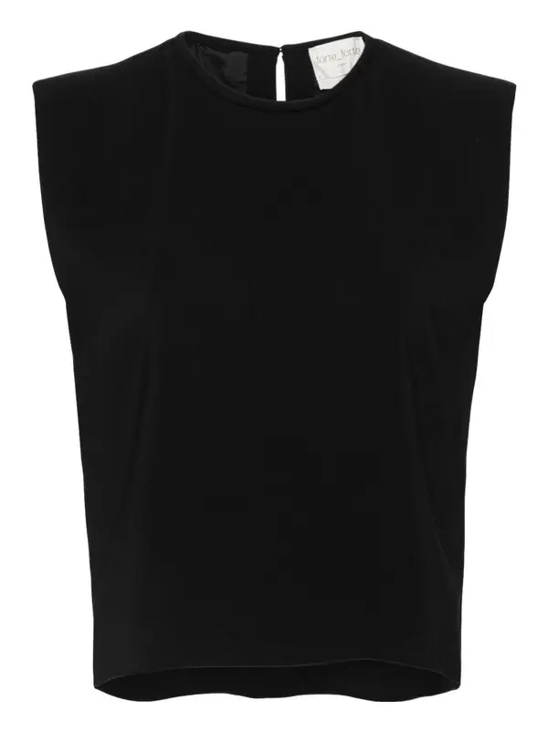 FORTE_FORTE Crepe Cropped Blouse - Black
