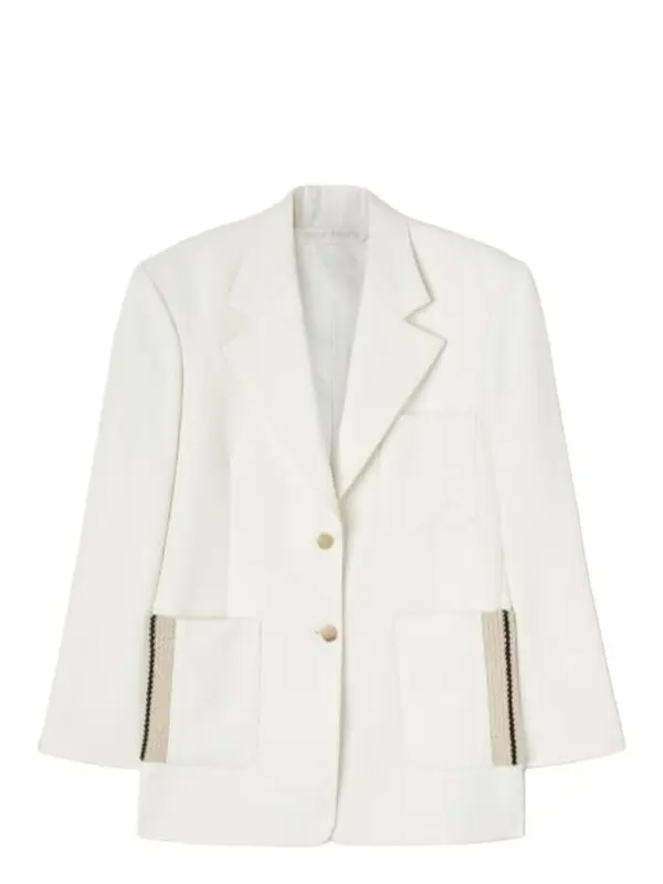 Palm Angels Single Breasted Tailored Blazer - White