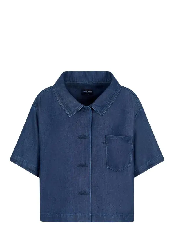 Giorgio Armani Lyocell Short-sleeved Shirt - Blue