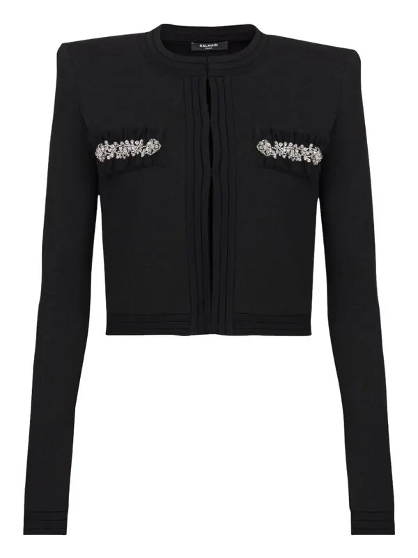 Balmain Crystal-embellished Cardigan - Black