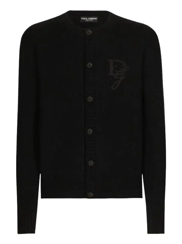 Dolce & Gabbana Logo Patch Buttoned Cardigan - Black