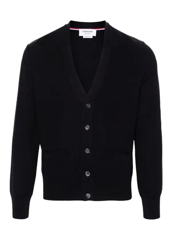 Thom Browne 4-bar Silk Cardigan - Navy Blue