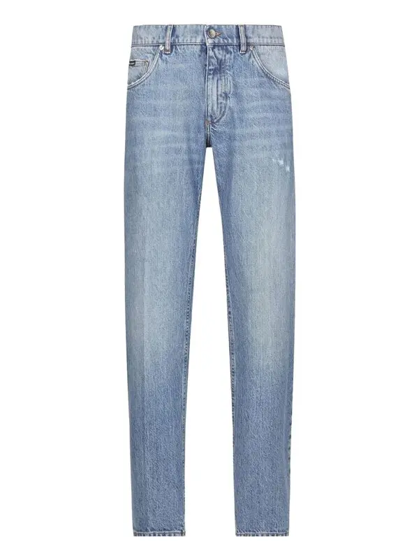 Dolce & Gabbana Logo Embroidered Jeans - Indigo