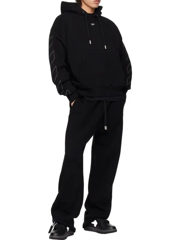 Off-White Logo Printed Drawstring Hoodie - Black