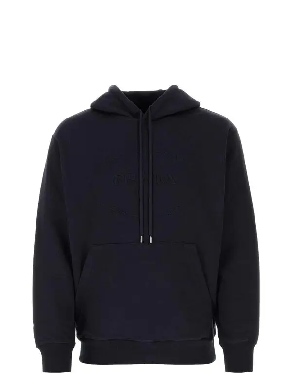 Prada Long-sleeved Drawstring Hoodie - Blue