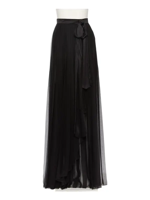 Valentino Garavani Pleated Maxi Skirt With Tie Detail - Black