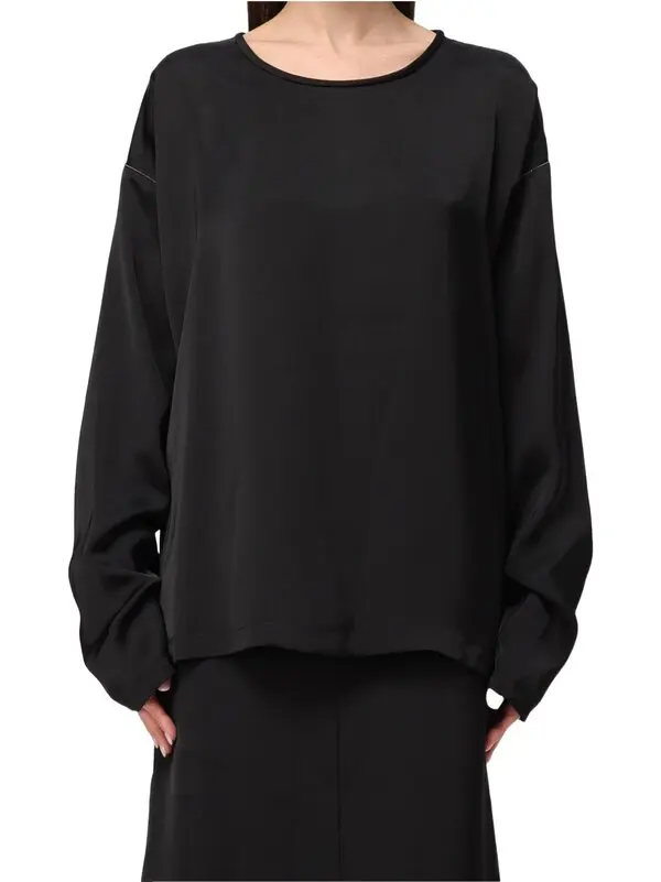 Fabiana Filippi Crewneck Satin Blouse - Black
