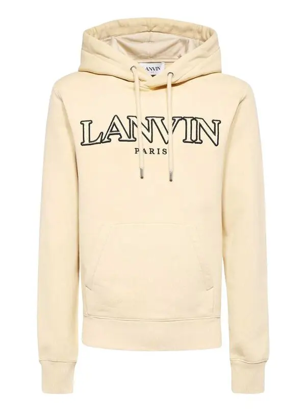 LANVIN Logo Embroidered Drawstring Hoodie - Nude