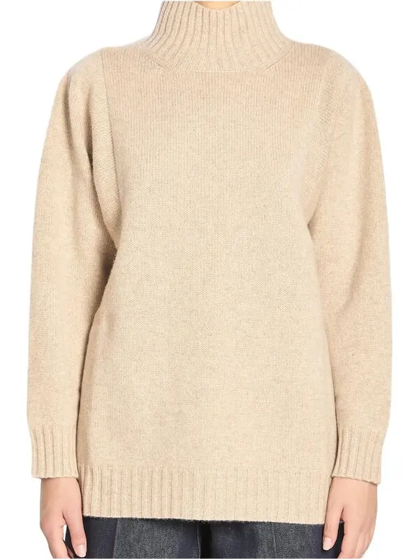 Max Mara Aceti Ribbed Knit Turtleneck Jumper - Beige