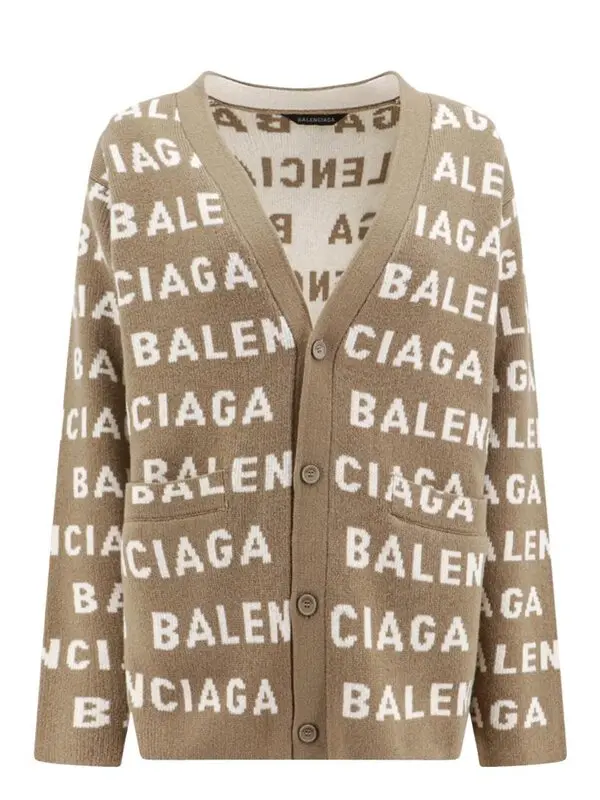 Balenciaga All-over Logo Intarsia Buttoned Cardigan - No