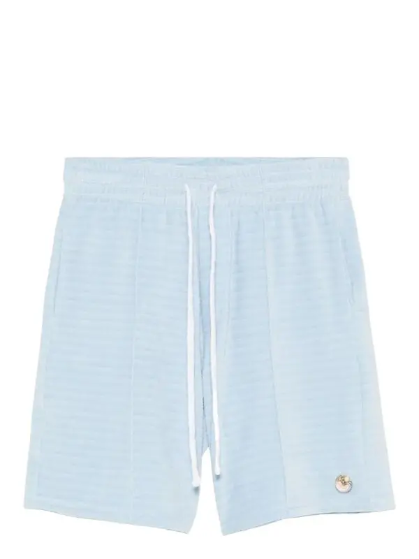 Casablanca Velour Striped Drawstring Shorts - Light Blue
