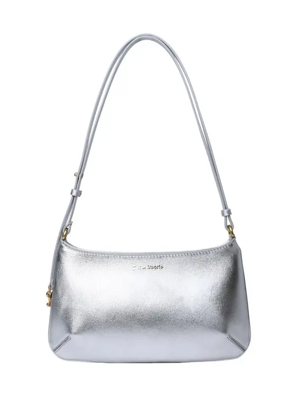 Palm Angels Logo Lettering Metallic Effect Shoulder Bag - Gray