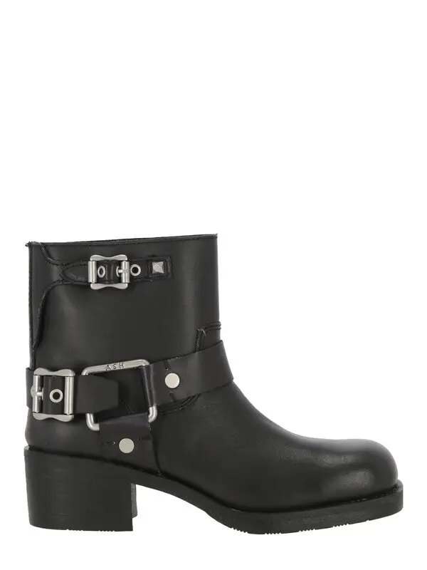 Ash Round Head Short Boots With Buckle Detailing - Sonora Black