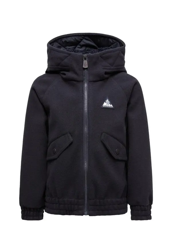 Moncler Zip-up Hoodie With Teddy Lining - Midnight Blue